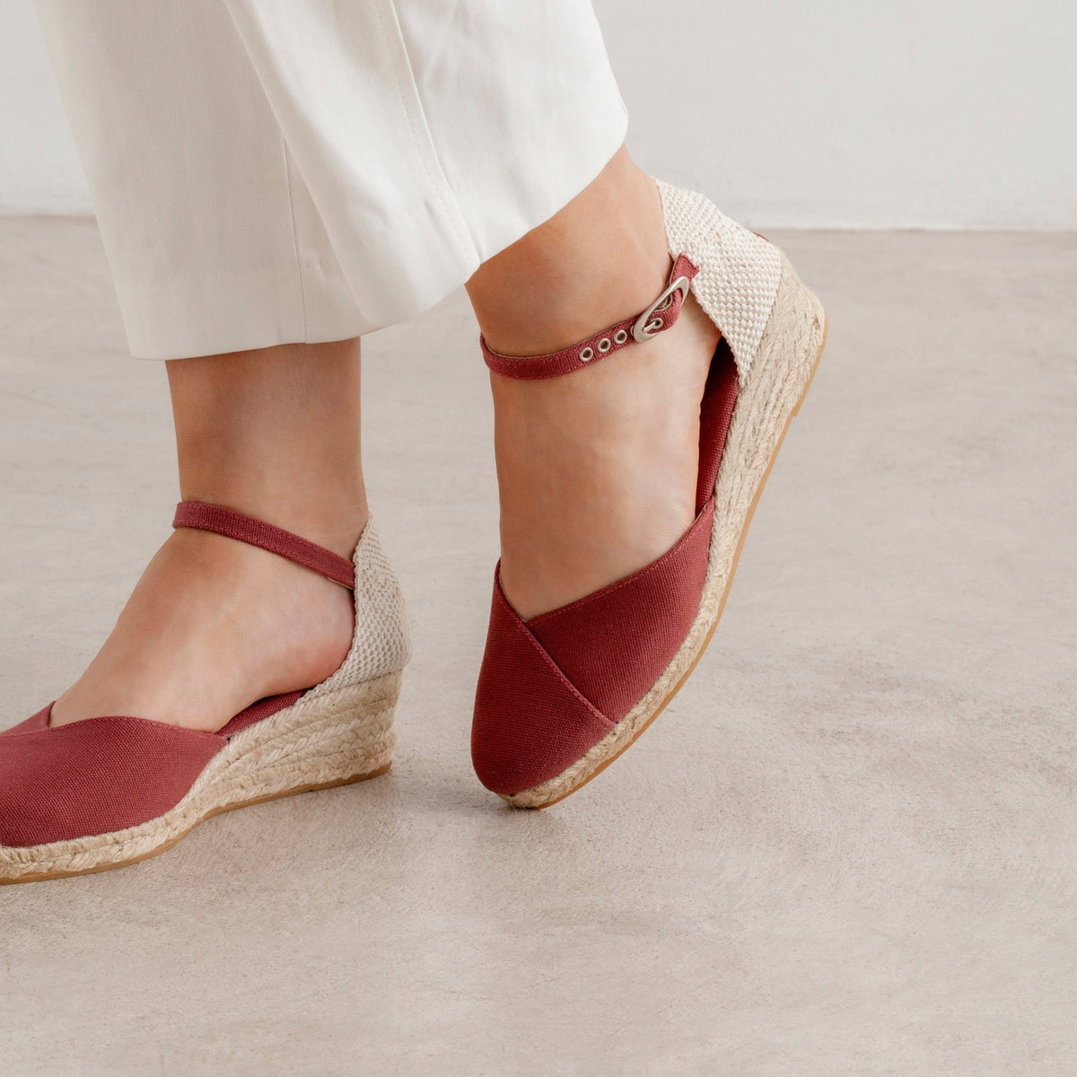 Girona Women's Eco Canvas Vegan Espadrille Wedges - Garnet Red – BIANKINA